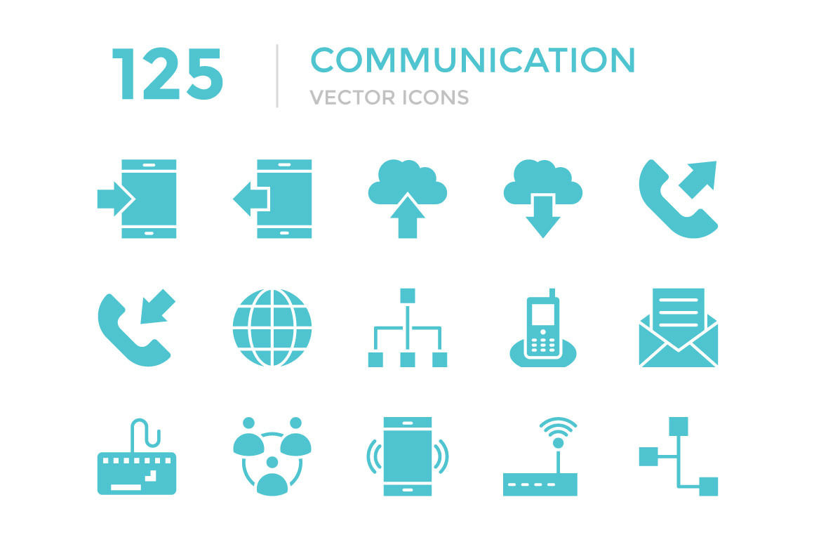 125 Communication Vector Icons, a Solid Icon by Vectors Market