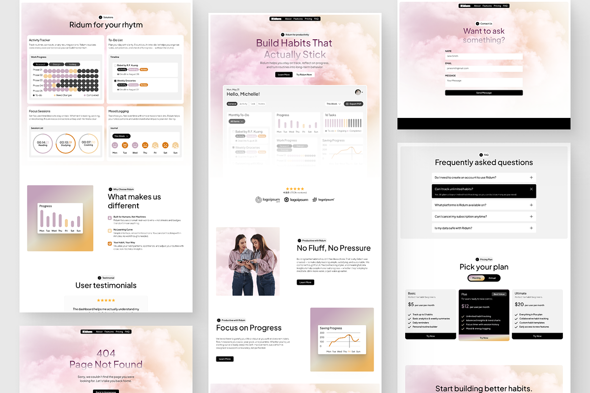 SAAS Habit Tracker Figma Template, a Landing Page Template by Rozepaars ...
