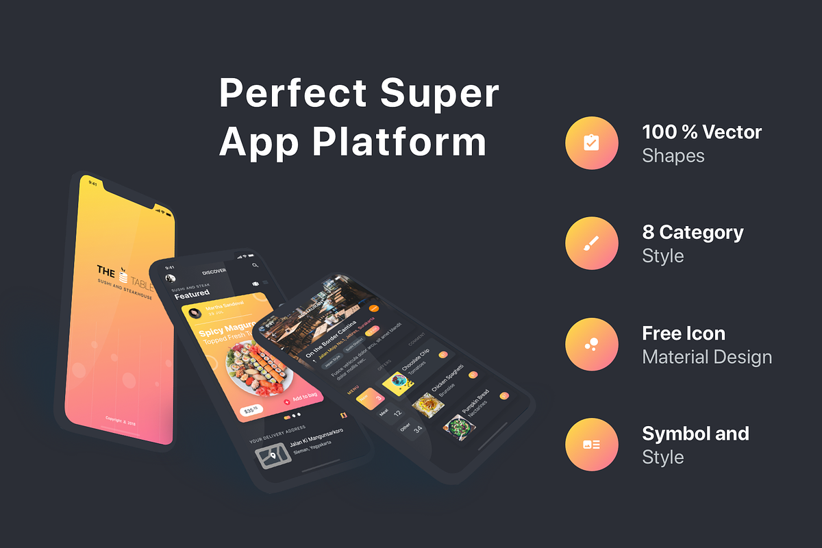 The Table Restaurant Food UI Kit, an UI Kit Template by Mozza Shop UI