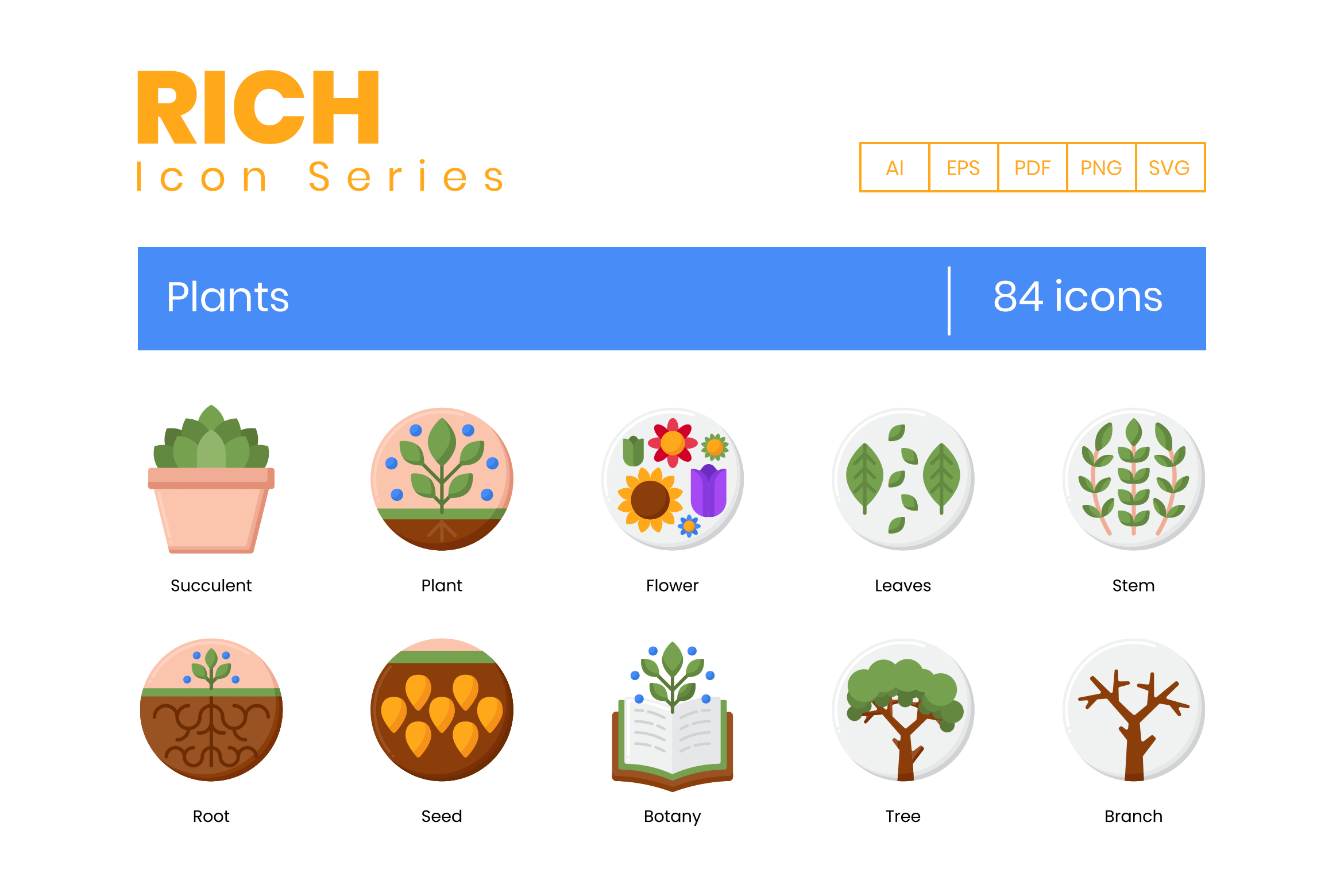 84 Plants Icons | Rich, an Icon by Flat Icons
