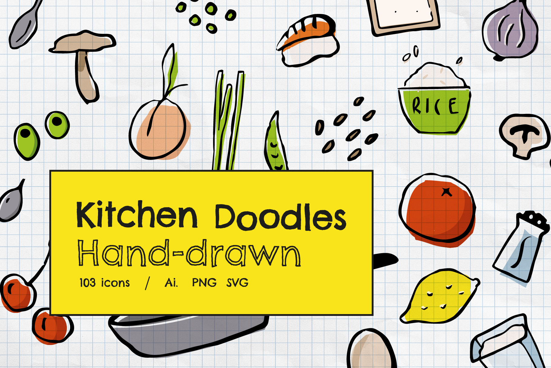Kitchen Doodles - Illustration Set, a Food Illustration by Marinastu ...