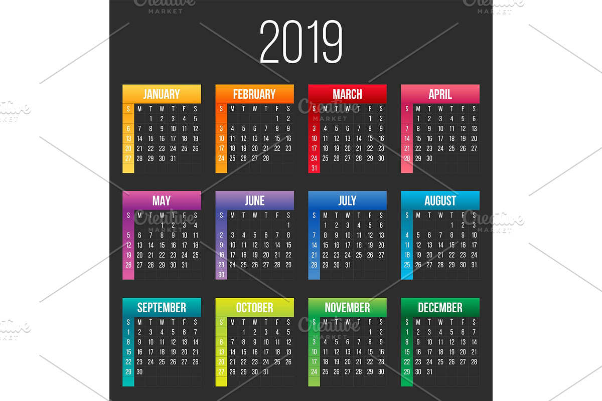 Colorful calendar background., a Work Illustration by HAPPY VECTOR ...