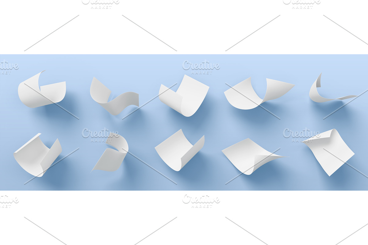 3d set of white paper sheet or bill, an Object 3D Model by ...