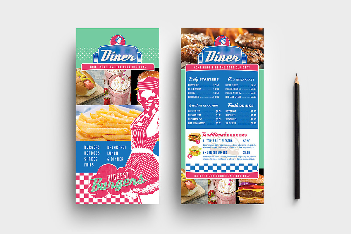 American Diner Menu Templates Pack, a Brochure Template by BrandPacks