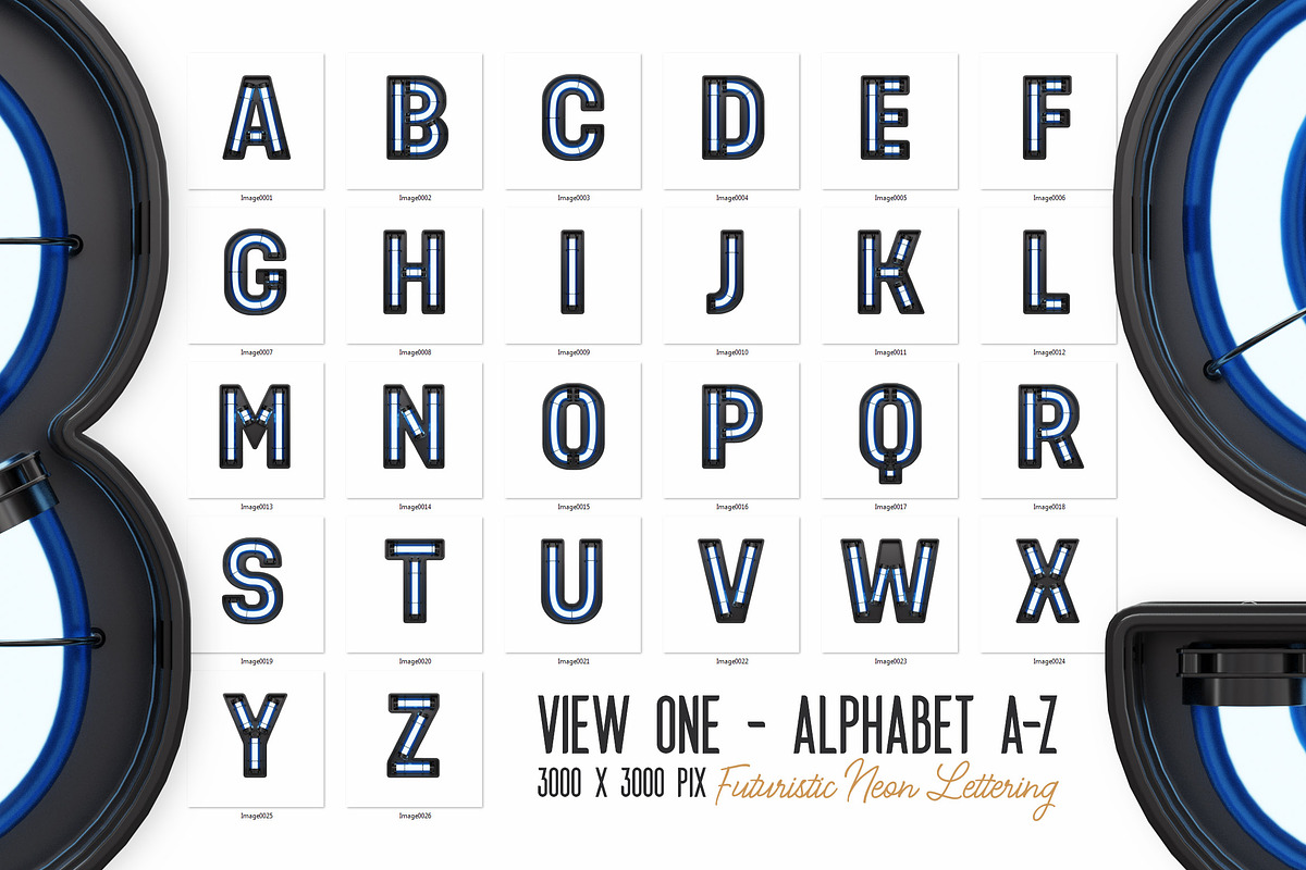 Futuristic Neon 3D Lettering, a Graphic by TVartworks