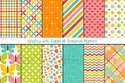 Spring Themed Digital Paper, a Pattern Graphic by Crafty with Calani