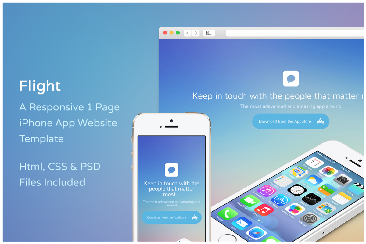 Flight iPhone App Website Template, an App Template by Jamie Peak