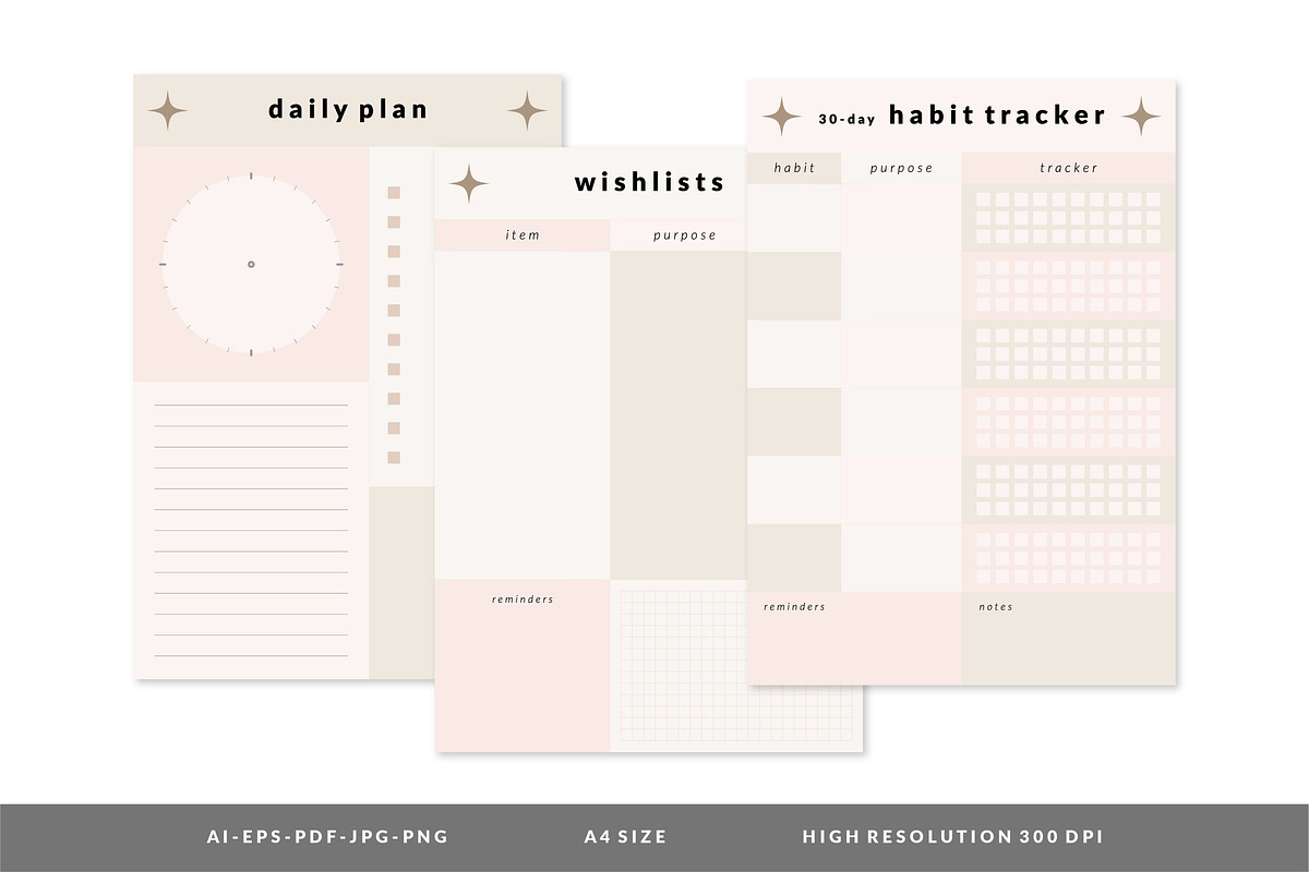 Soft Pastel Planner Template Set