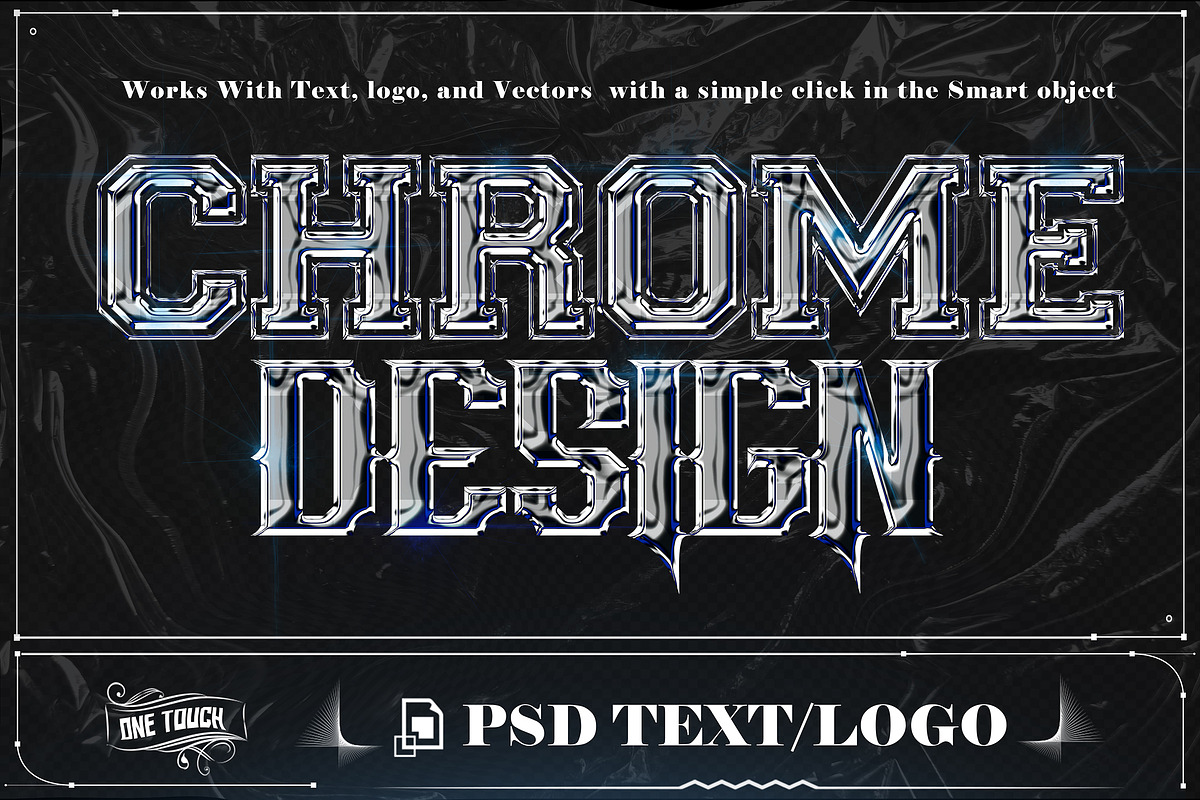 Chrome Design PSD Text Effect Mockup, a Brushes & More by one-touch