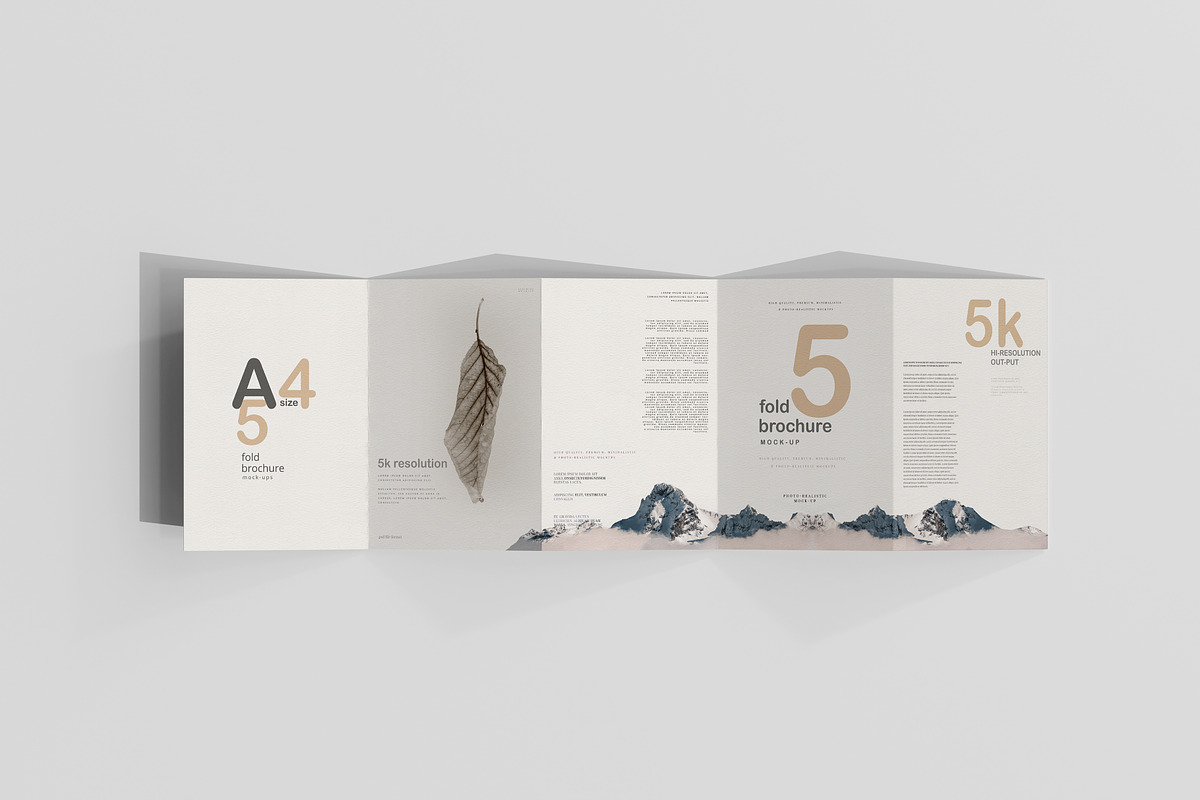 A4 Size Five Fold Brochure Mockup, a Print Template by pmvch