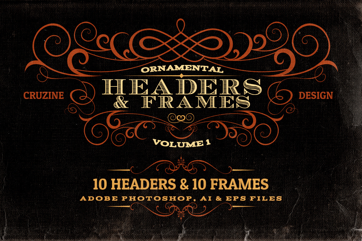 Ornamental Headers & Frames v.1, an Object Graphic by Cruzine