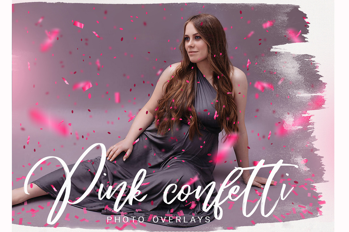 Pink Confetti PNG photoshop overlays, a Layer Style Add-On by ...