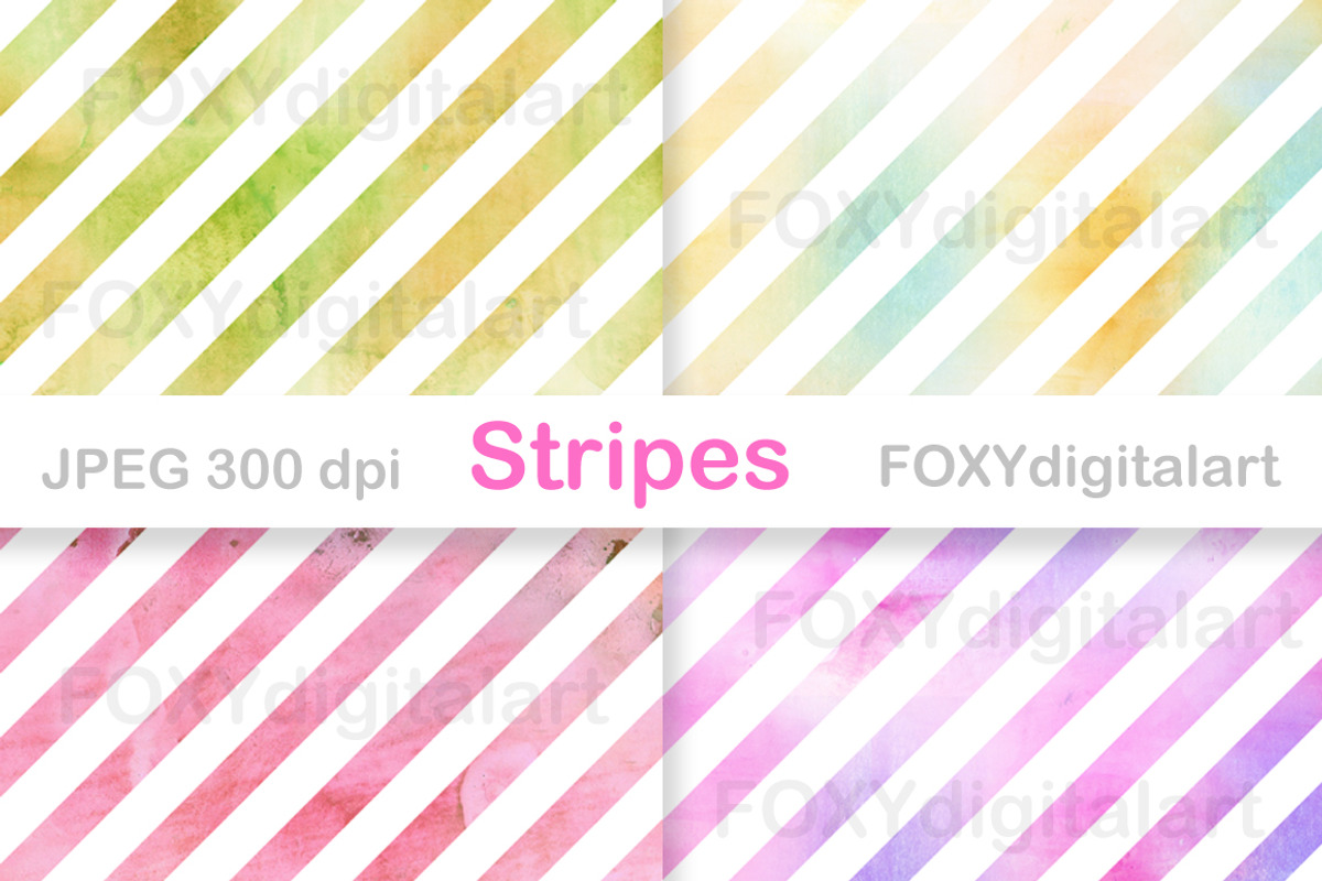 Watercolor Stripes Digital Paper, a Pattern Graphic by FOXYdigitalart