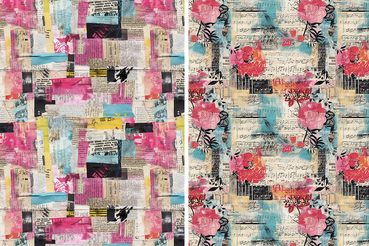 Mixed media art seamless patterns, a Pattern Graphic by Bubert Art