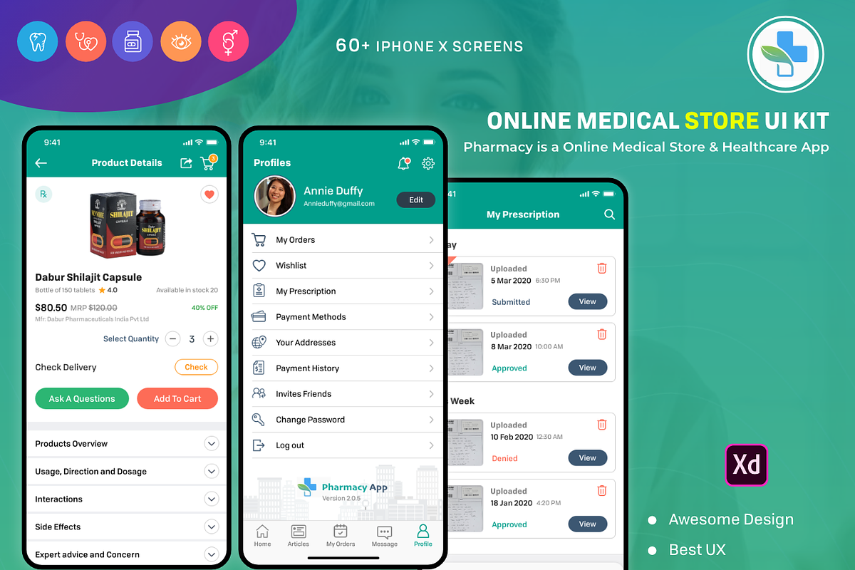 Medical Pharmacy App, a Websites & App Template by UX Design Master