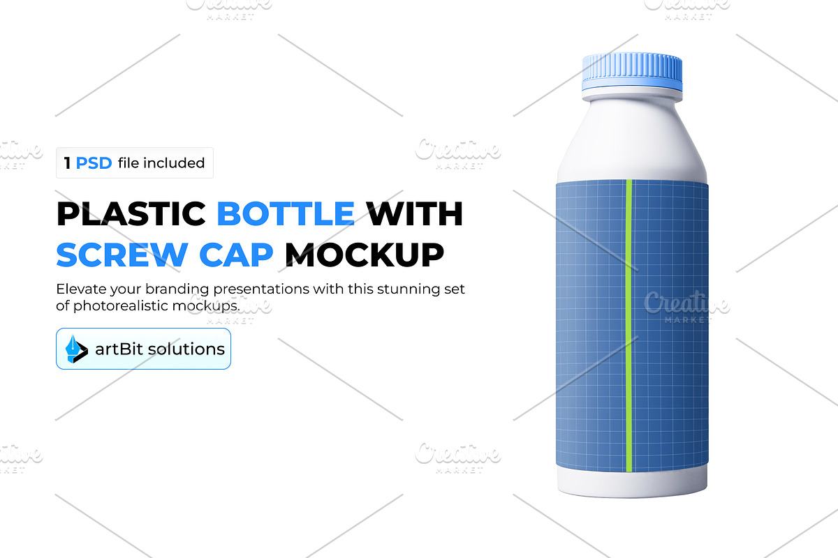 Plastic Bottle with Screw Cap Mockup