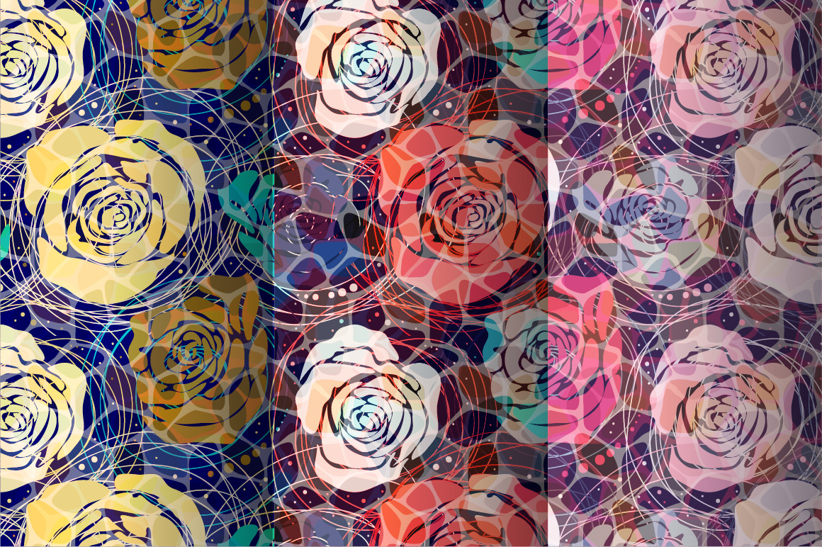 3 Roses Patterns, a Pattern Graphic by Sunny_Lion