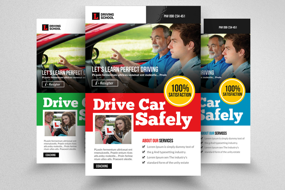 Driving School Flyer Template, a Flyer Template by Design Up