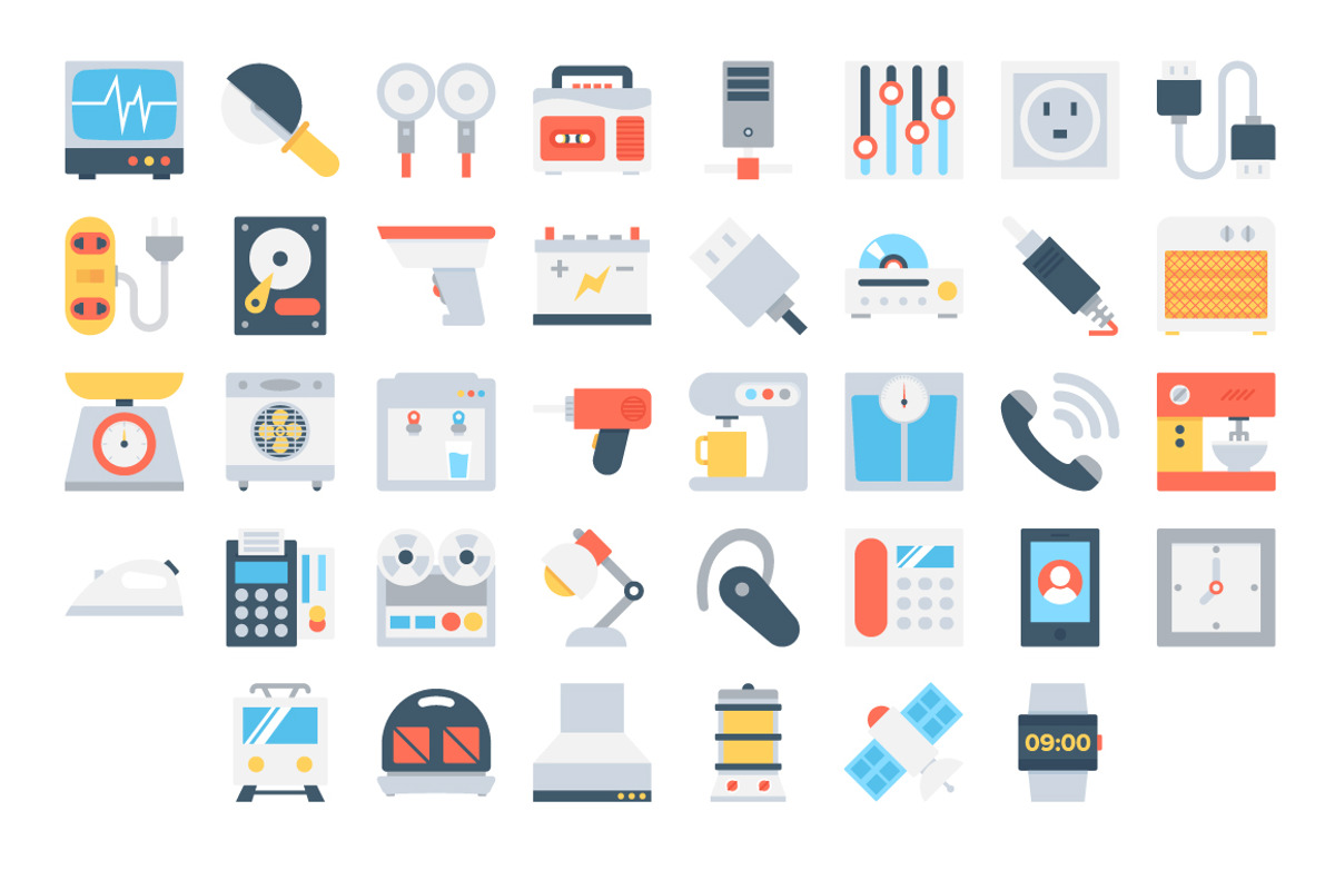 150 Flat Electronics Icons, an Icon by Vectors Market