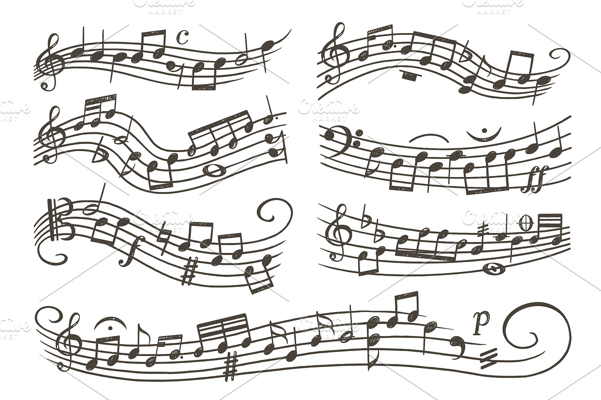 Musical staff with notes. Isolated, a Background Graphic by Valerie ...