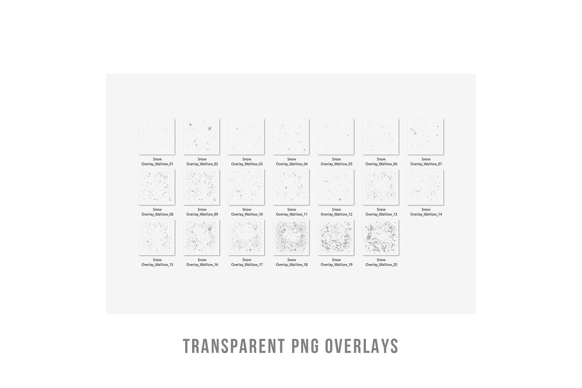 Transparent PNG Snow overlays, a Layer Style Add-On by Walllow Creatives
