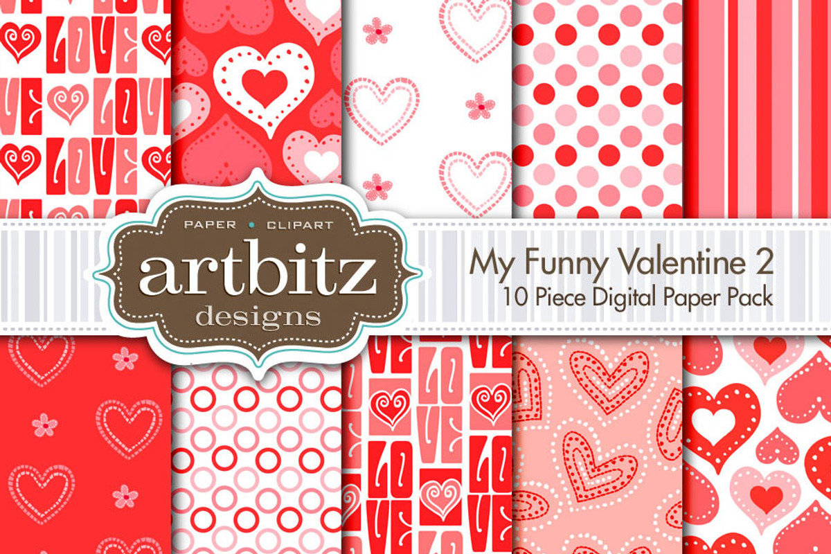 My Funny Valentine V2 Digital Paper, a Pattern Graphic by ArtBitz