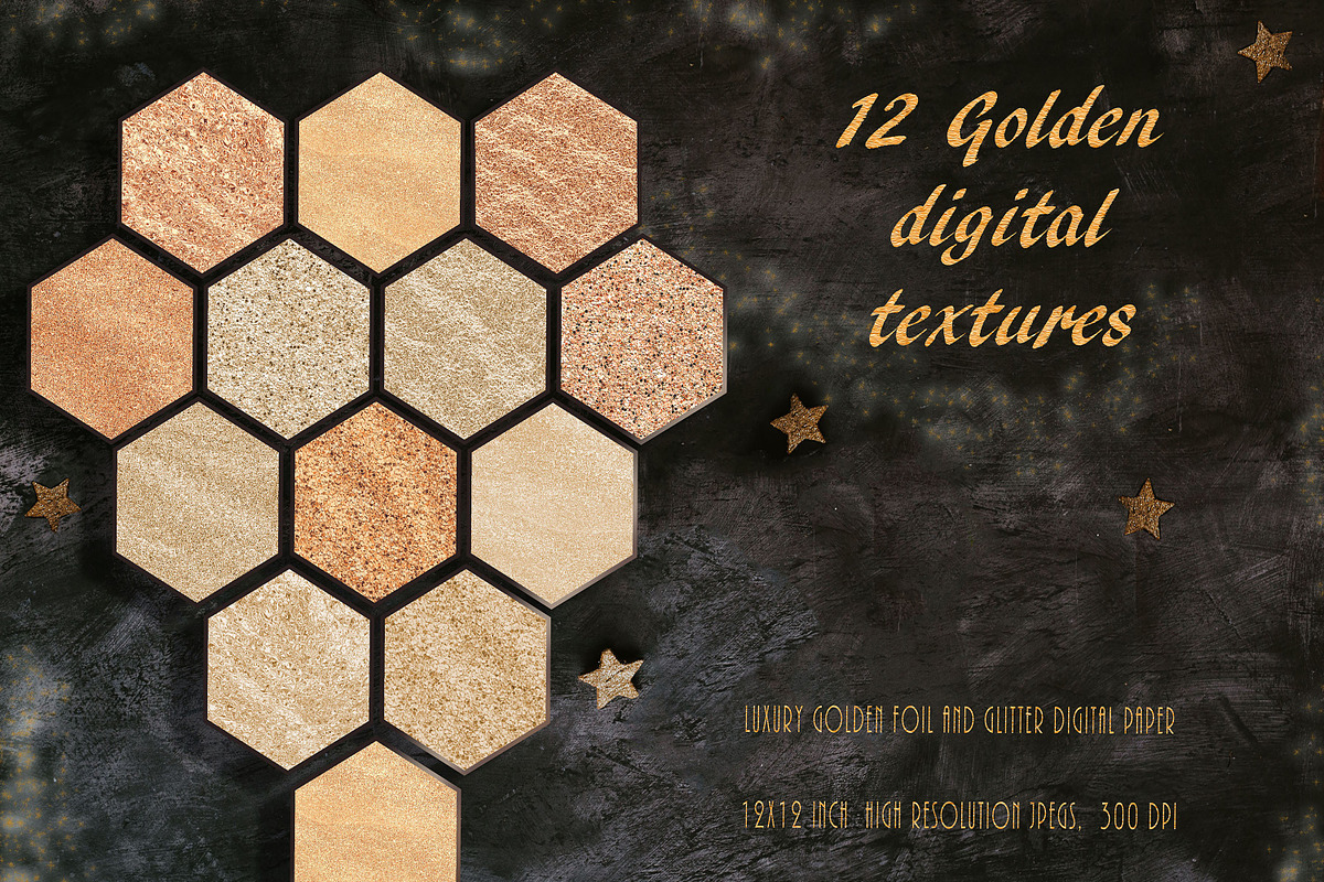 Luxury gold glitter & foil, a Texture Graphic by Liquid Amethyst Art