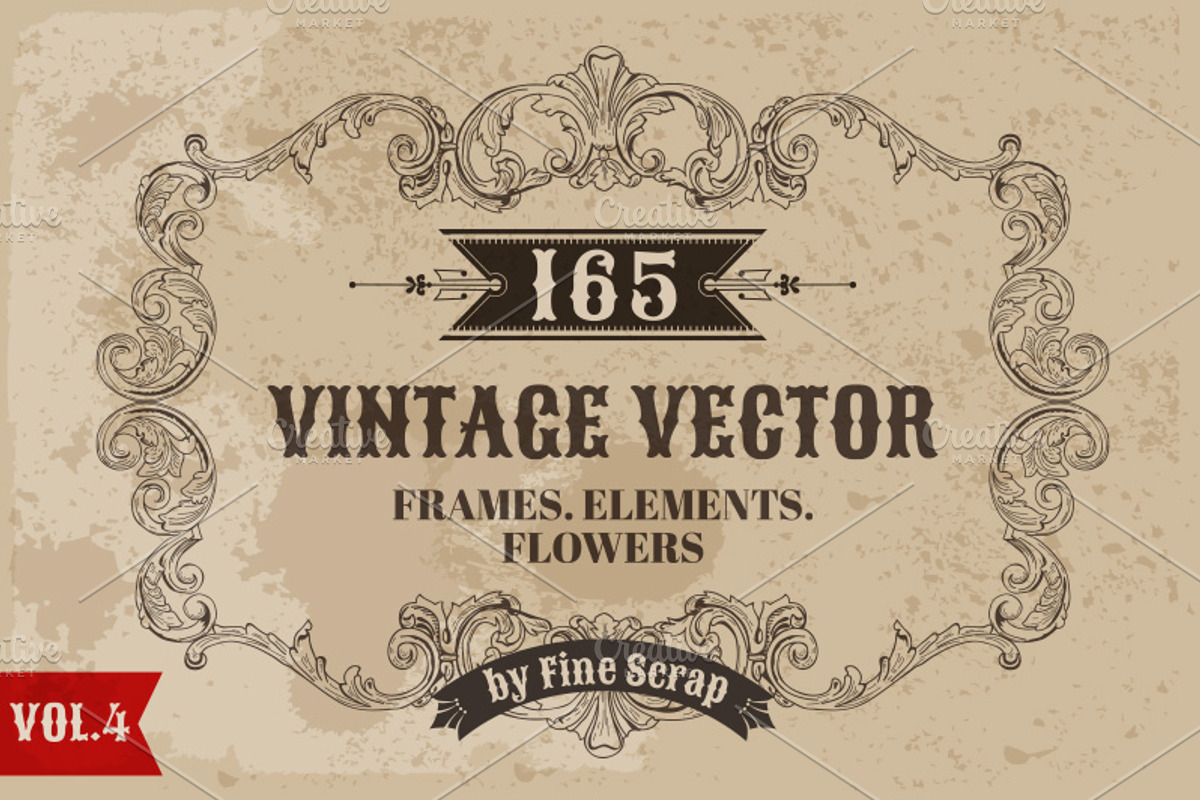165 Vintage Vector Elements. Vol4, a Decorative Illustration by Anna ...