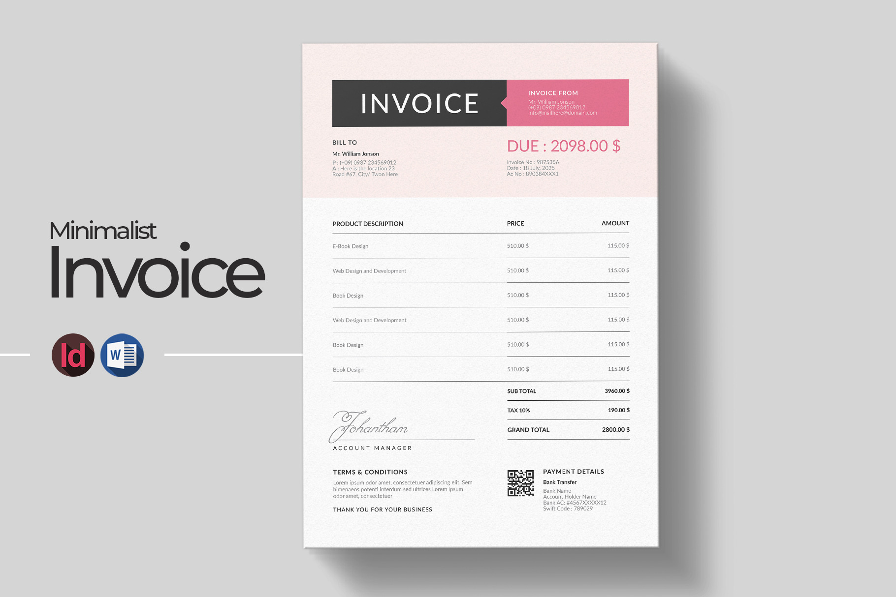 Invoice Template | Word & InDesign