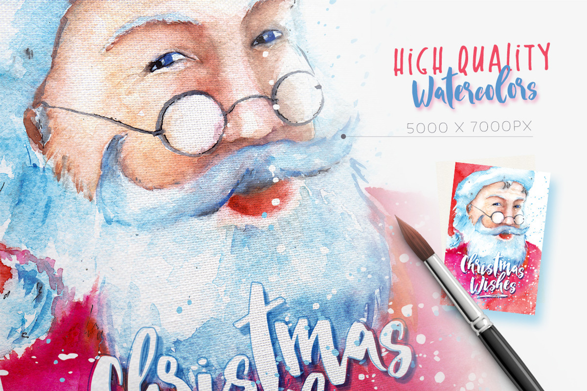 Watercolor Christmas Bundle, an Illustration by Blessed Print