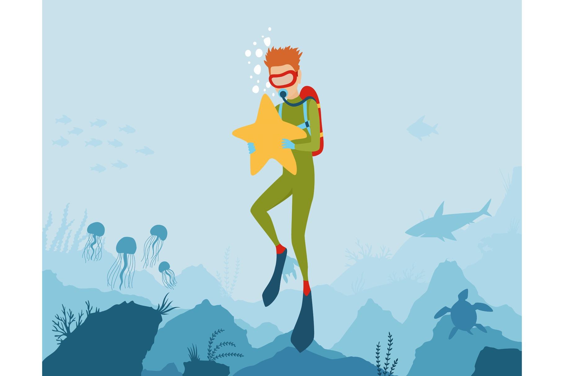 Vector cartoon style underwater | People Illustrations ~ Creative Market