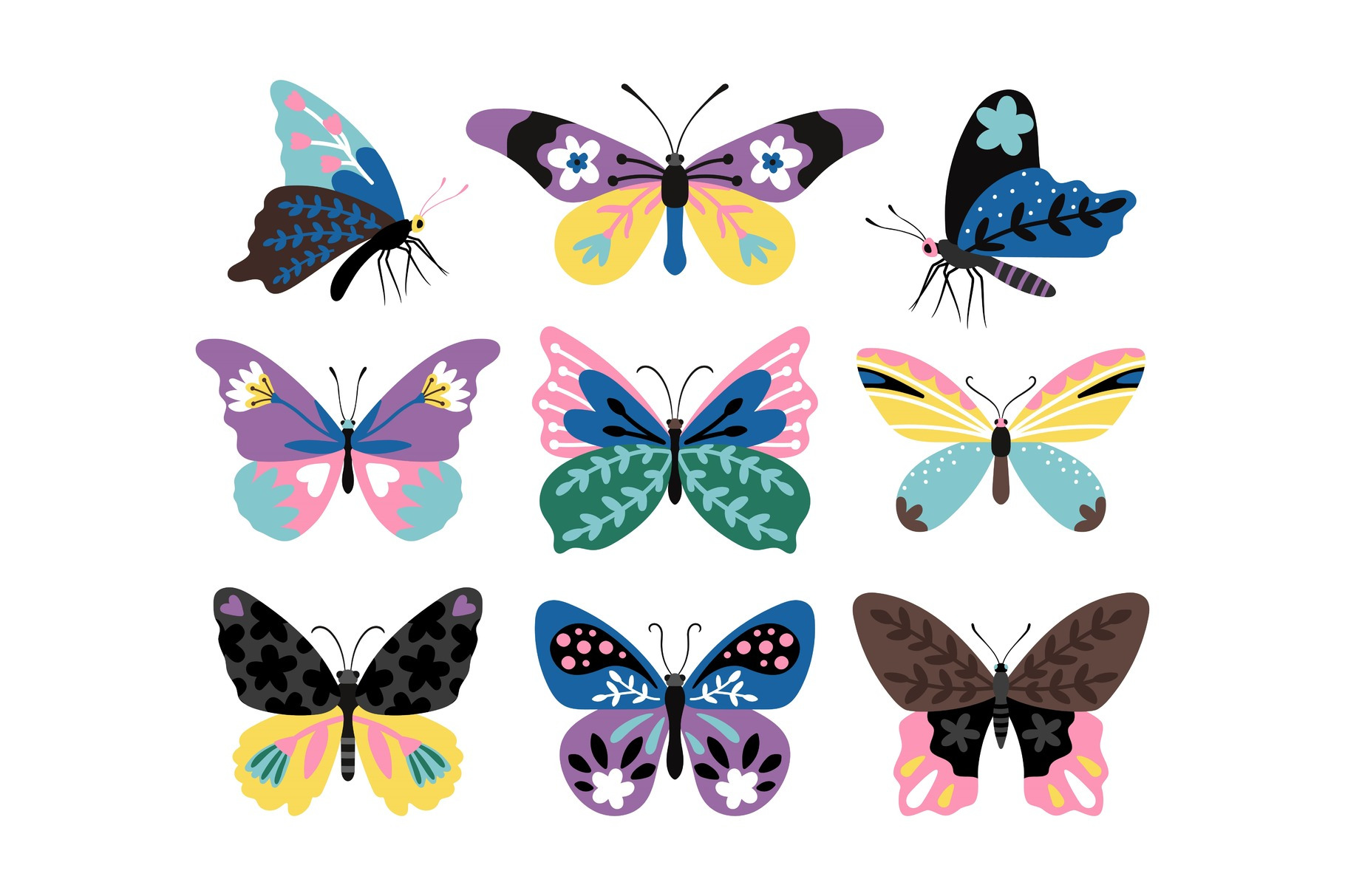 Color drawing butterfly set, an Animal Illustration by Stock-Smart-Start
