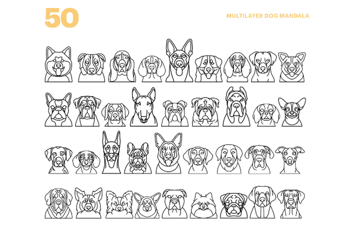 50 Multilayer Dog Mandala SVG, an Illustration by ariodsgn