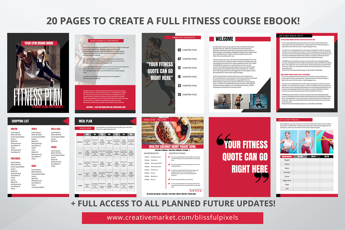 Fitness ebook Template, a Magazine Template by Blissful Pixels