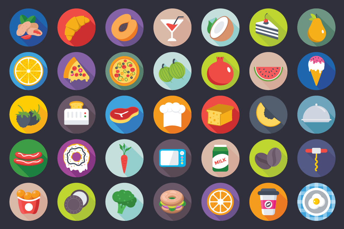 231 Flat Food Icons, an Icon by Creative Stall