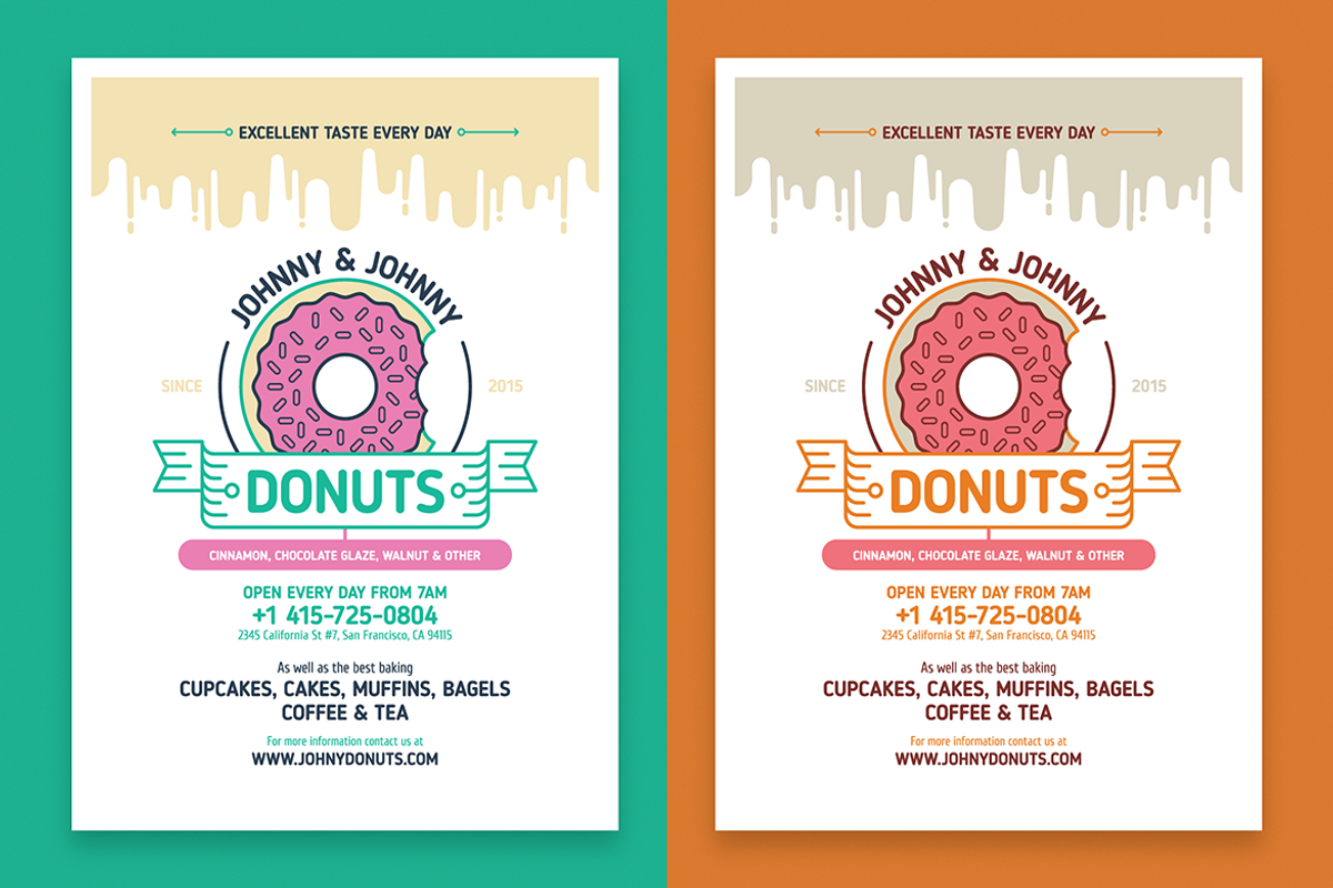 Donuts poster template, a Flyer Template by EDT.Graphics