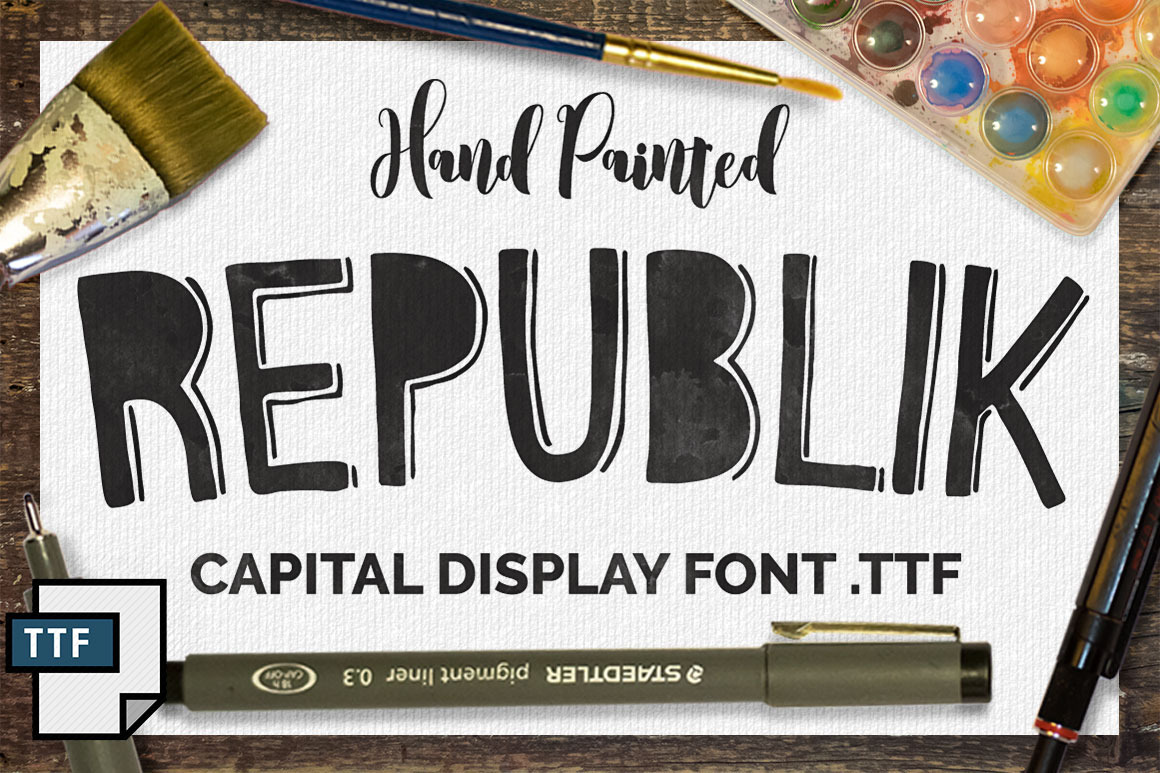 Hand Painted Republik Capital TTF, a Sans Serif Font by Drifter Studio