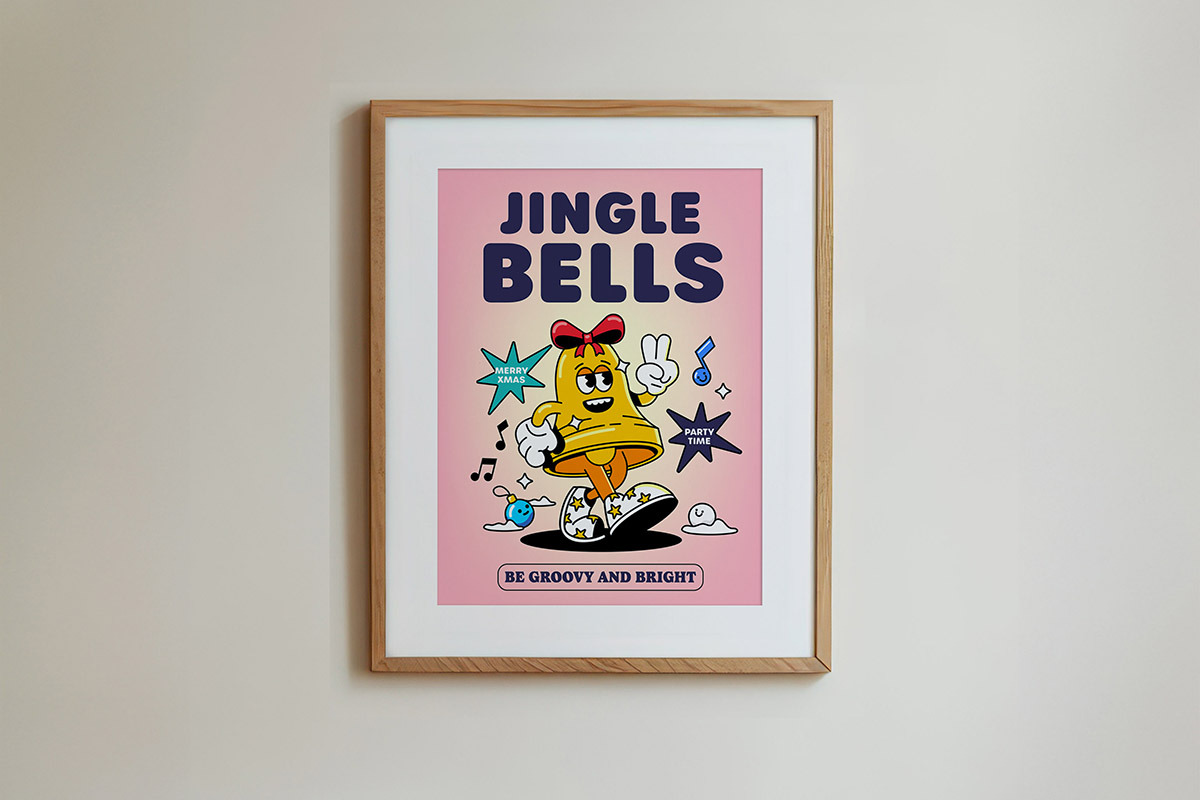 Groovy Christmas poster templates, a Seasonal Illustration by Creative ...