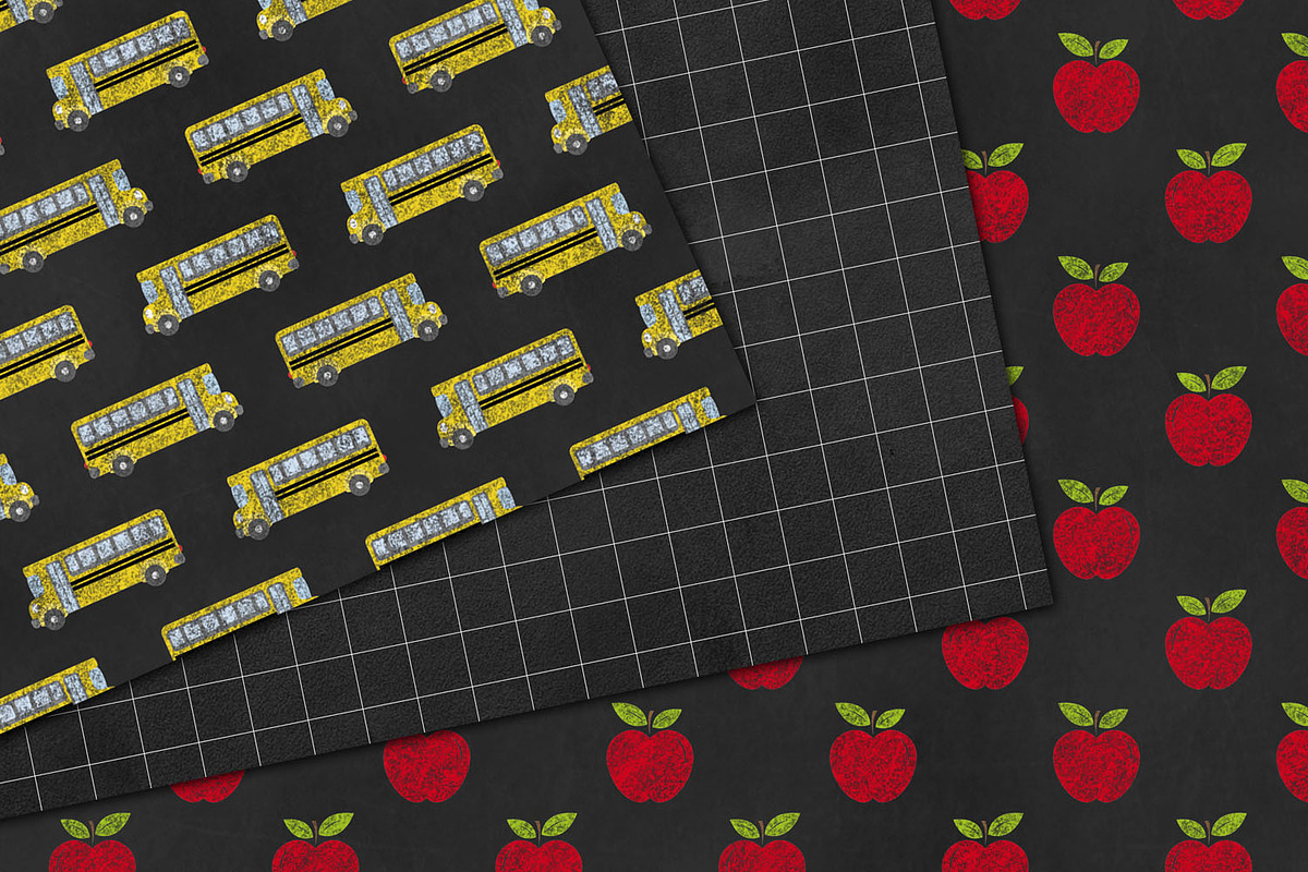 Chalkboard School Digital Paper, a Pattern Graphic by Digital Curio