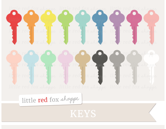 House Key Clipart, an Illustration by Little Red Fox Shoppe