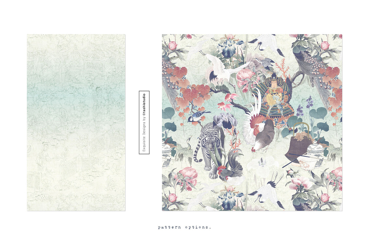 Shogun and japanese seamless patterns.