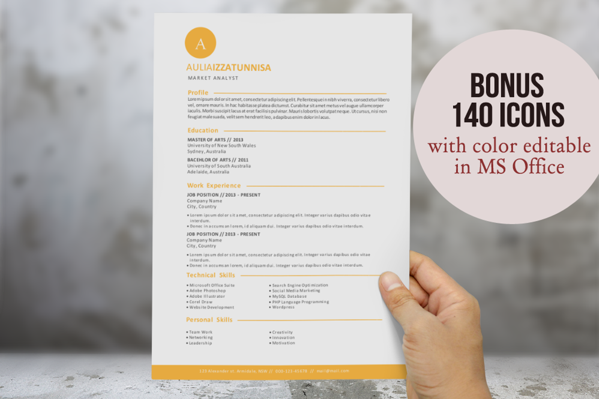 Round 3 in 1 simple Word resume, a Resume Template by Inkpower