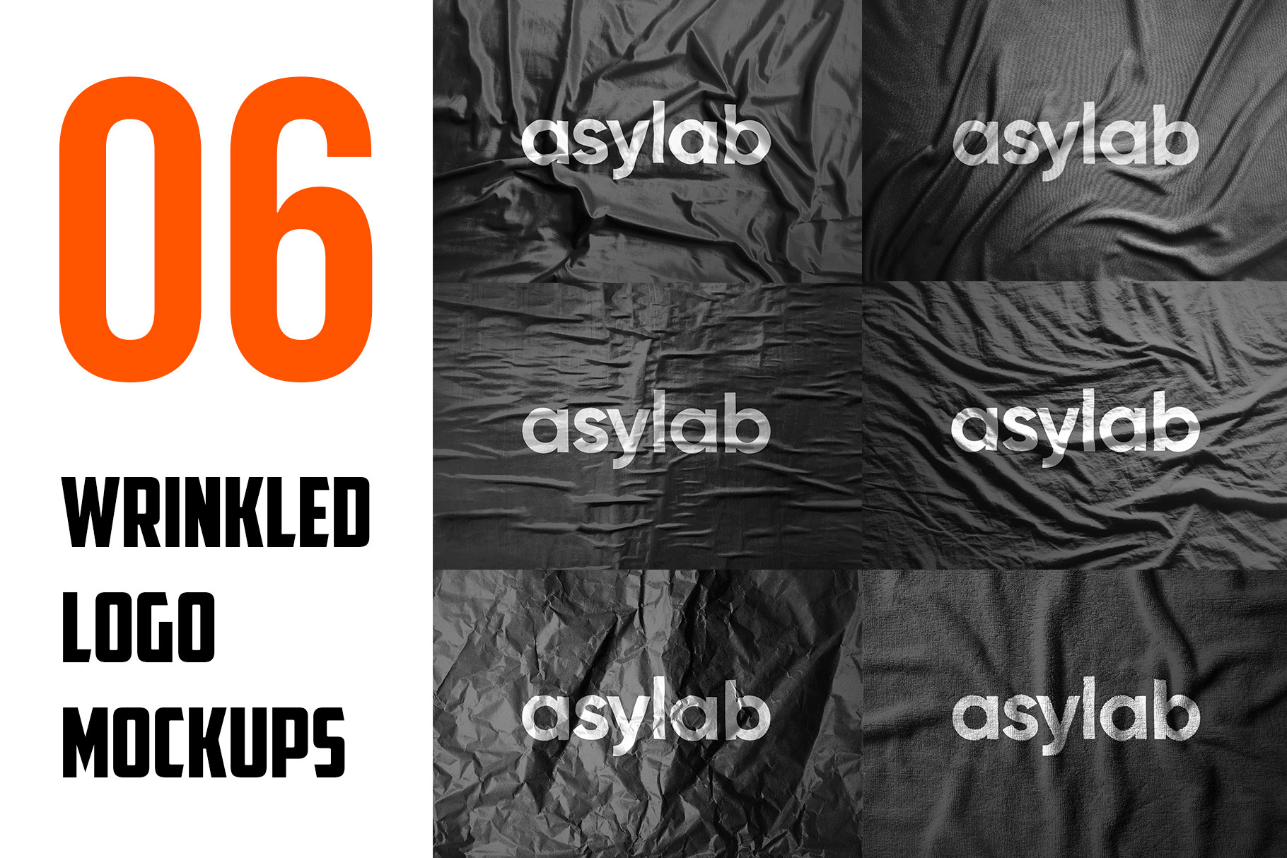 6 Wrinkled Logo Mockups - PSD, an Apparel Mockup by Asylab