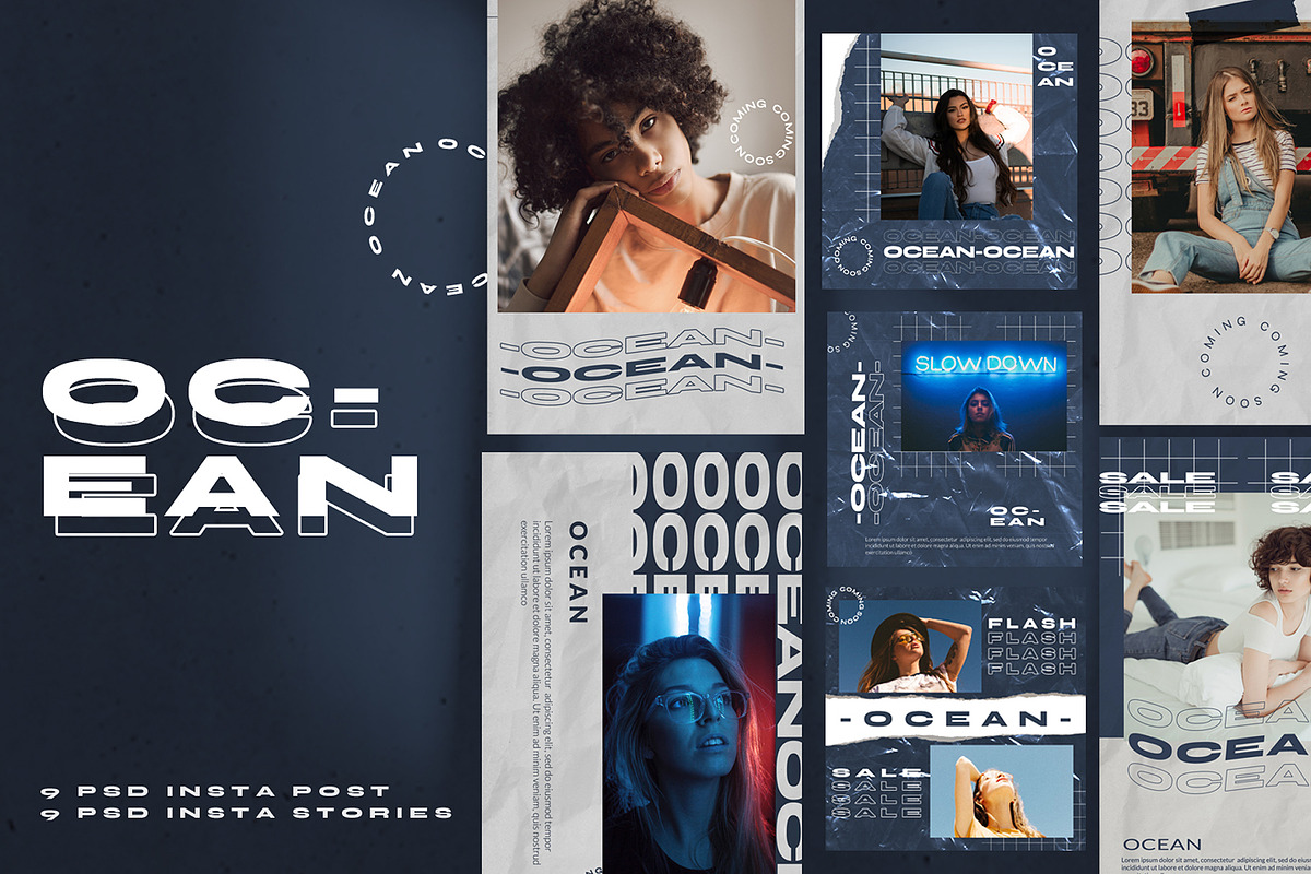 OCEAN Instagram Template, a Social Media Template by Compaq_Creative