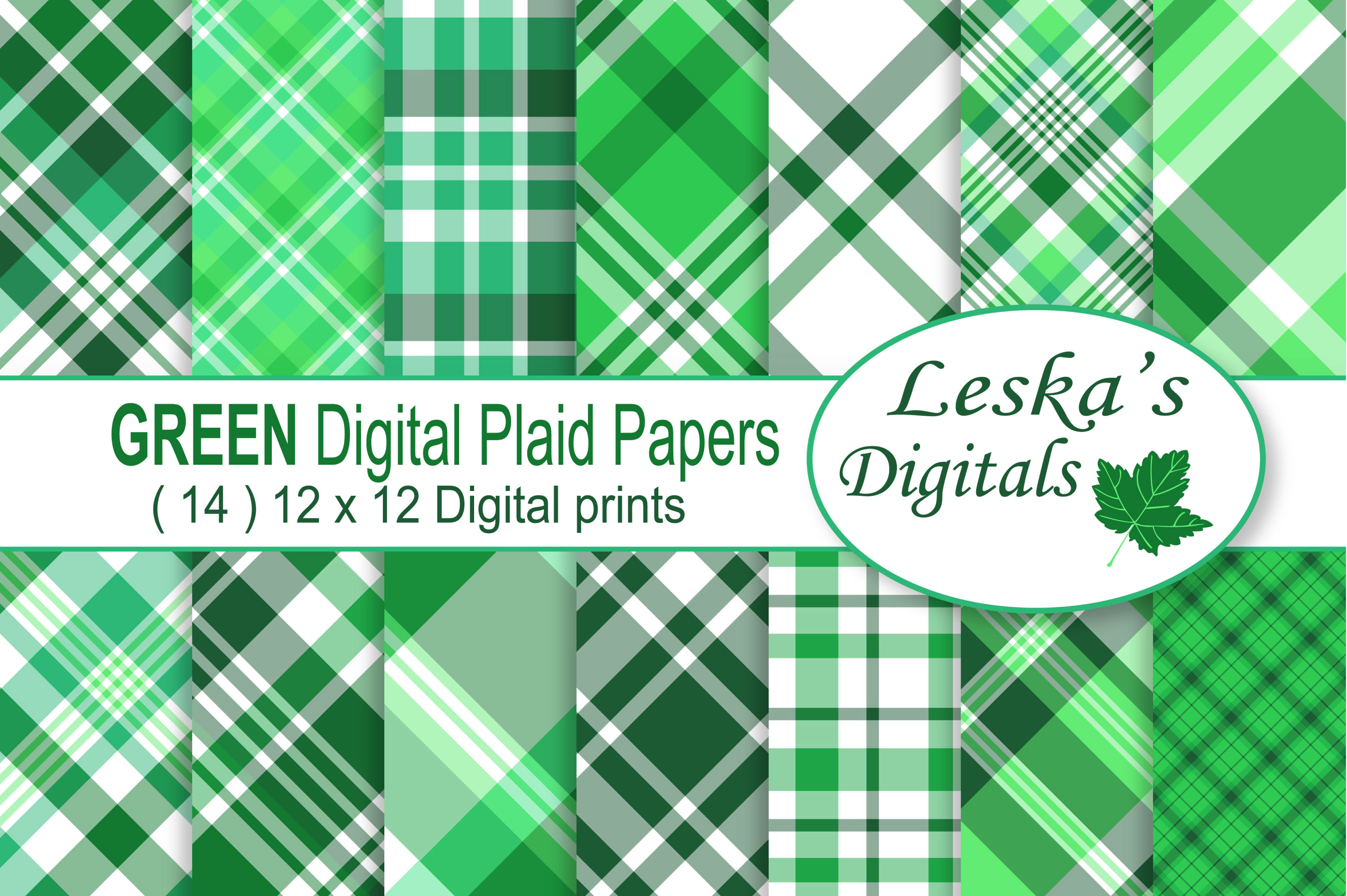 Green Plaid Patterns - Digital Paper, a Pattern Graphic by Leska's Digitals