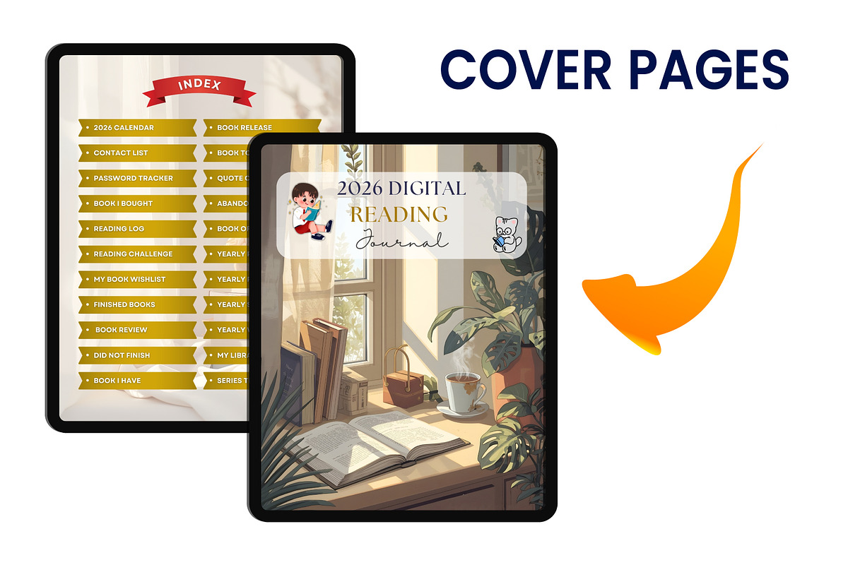 2026 Digital Reading Journal, a Stationery Template by Designmela01