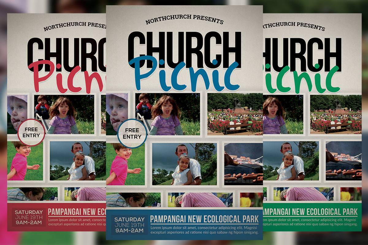 Church Picnic Flyer, a Flyer Template by KiraYamato Design Studio