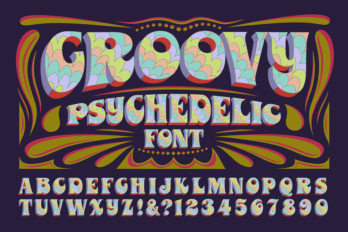 Groovy Psychedelic Alphabet, an Object Graphic by Mysterylab Designs