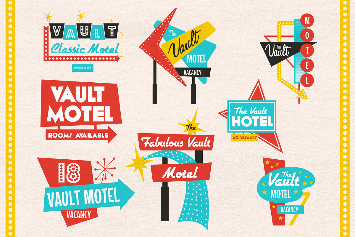 Vintage Motel Sign Set, a Graphic by Mutant Lagoon