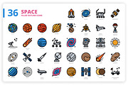 36 Space Icons x 3 Styles, an Icon by monkik